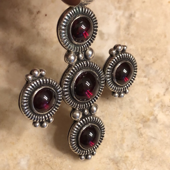 Elgin Tom | Jewelry | Elgin Tom Garnet Cross Pendant Navajo | Poshmark